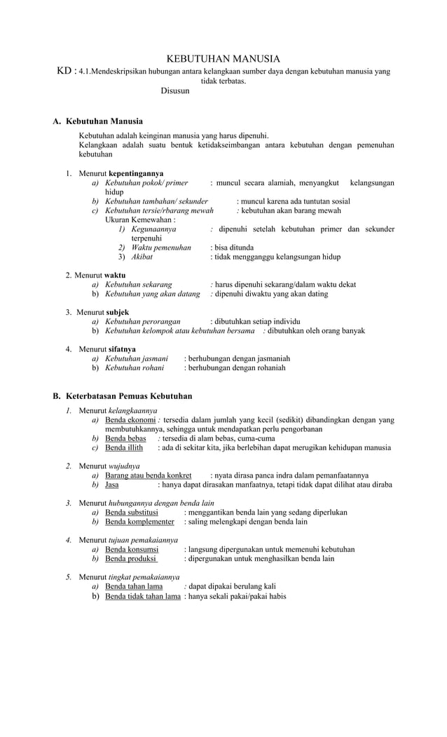 Kebutuhan manusia | PDF