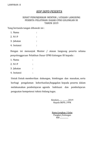 Kebutuhan peserta pelaksanaan latsar gol III kolaka | DOCX