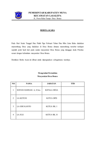 Kecamatan lasalepa desa bonea | DOCX