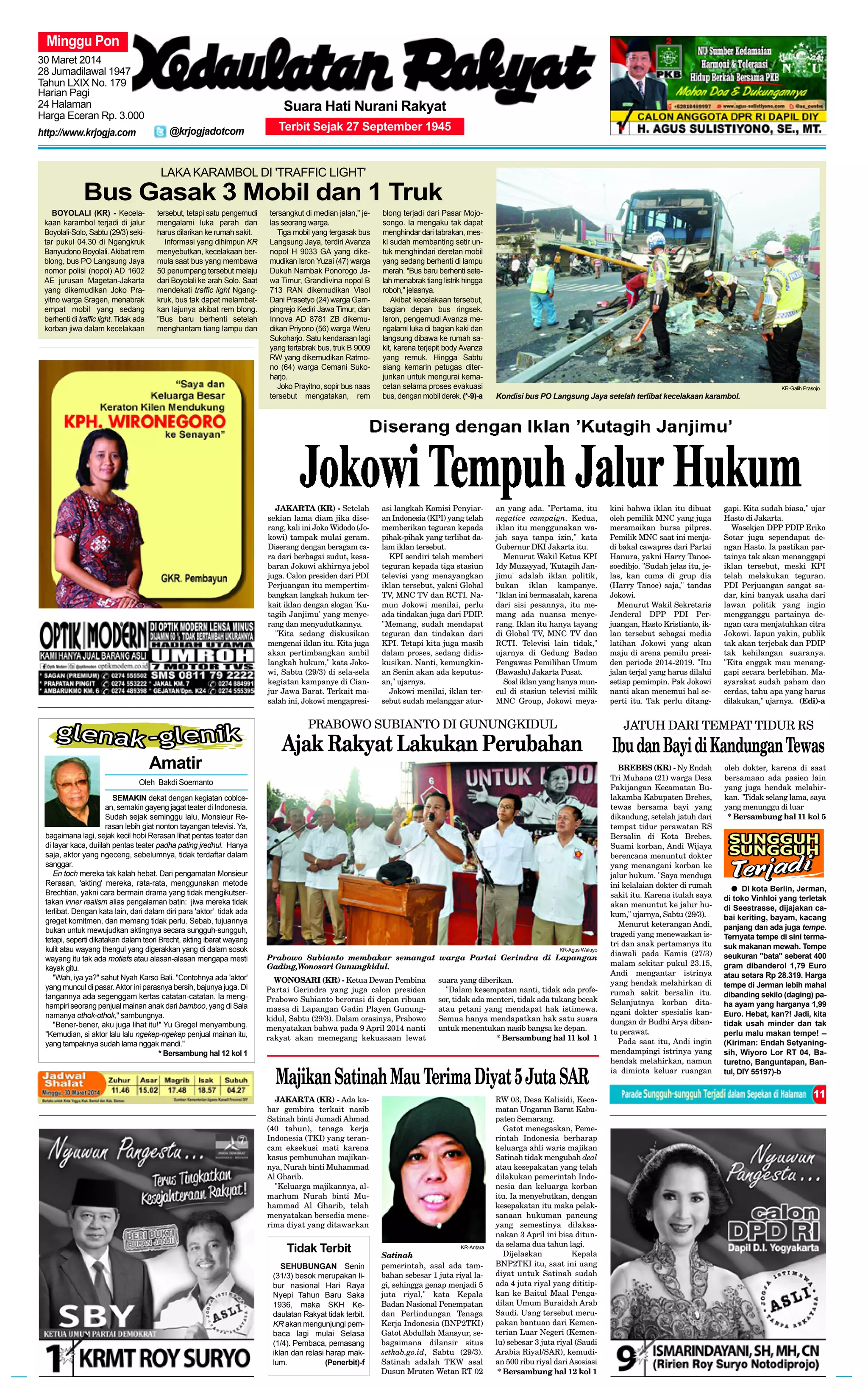 Kedaulatan Rakyat 30 Maret 2014 | PDF