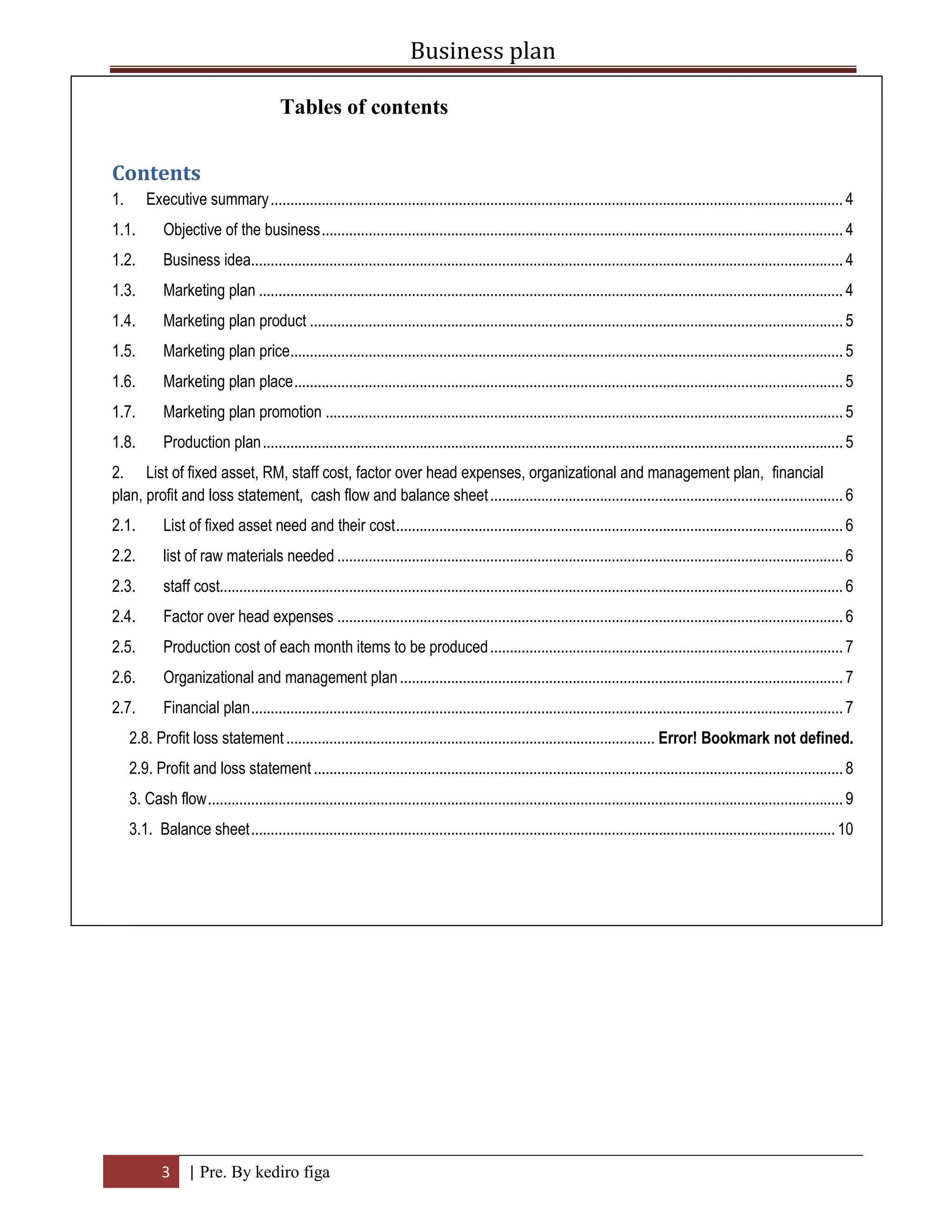 business plan | DOCX