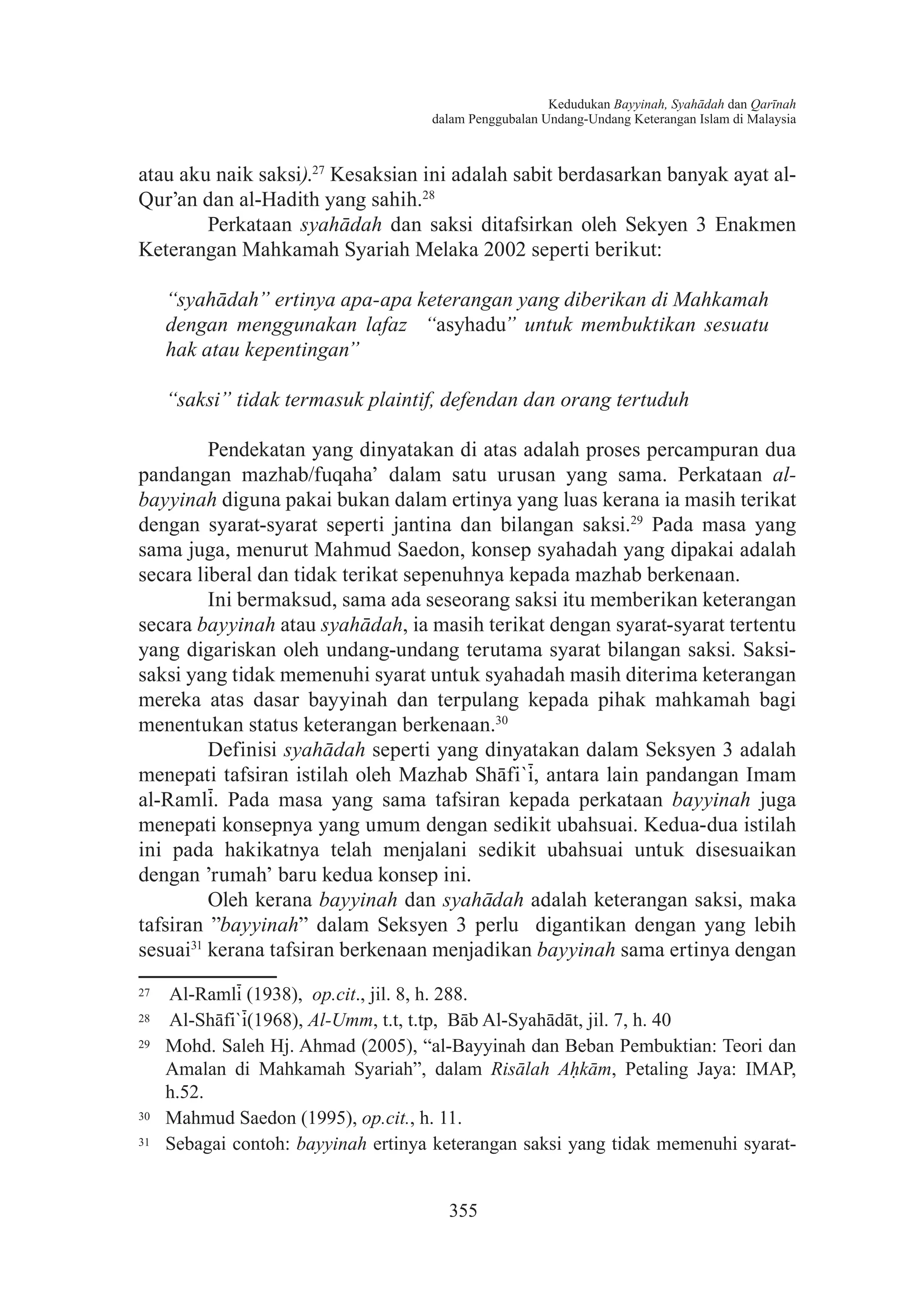 KEDUDUKAN BAYYINAH, SYAHADAH DAN QARINAH DALAM PENGGUBALAN UNDANG ...