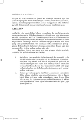KEDUDUKAN BAYYINAH, SYAHADAH DAN QARINAH DALAM PENGGUBALAN UNDANG ...