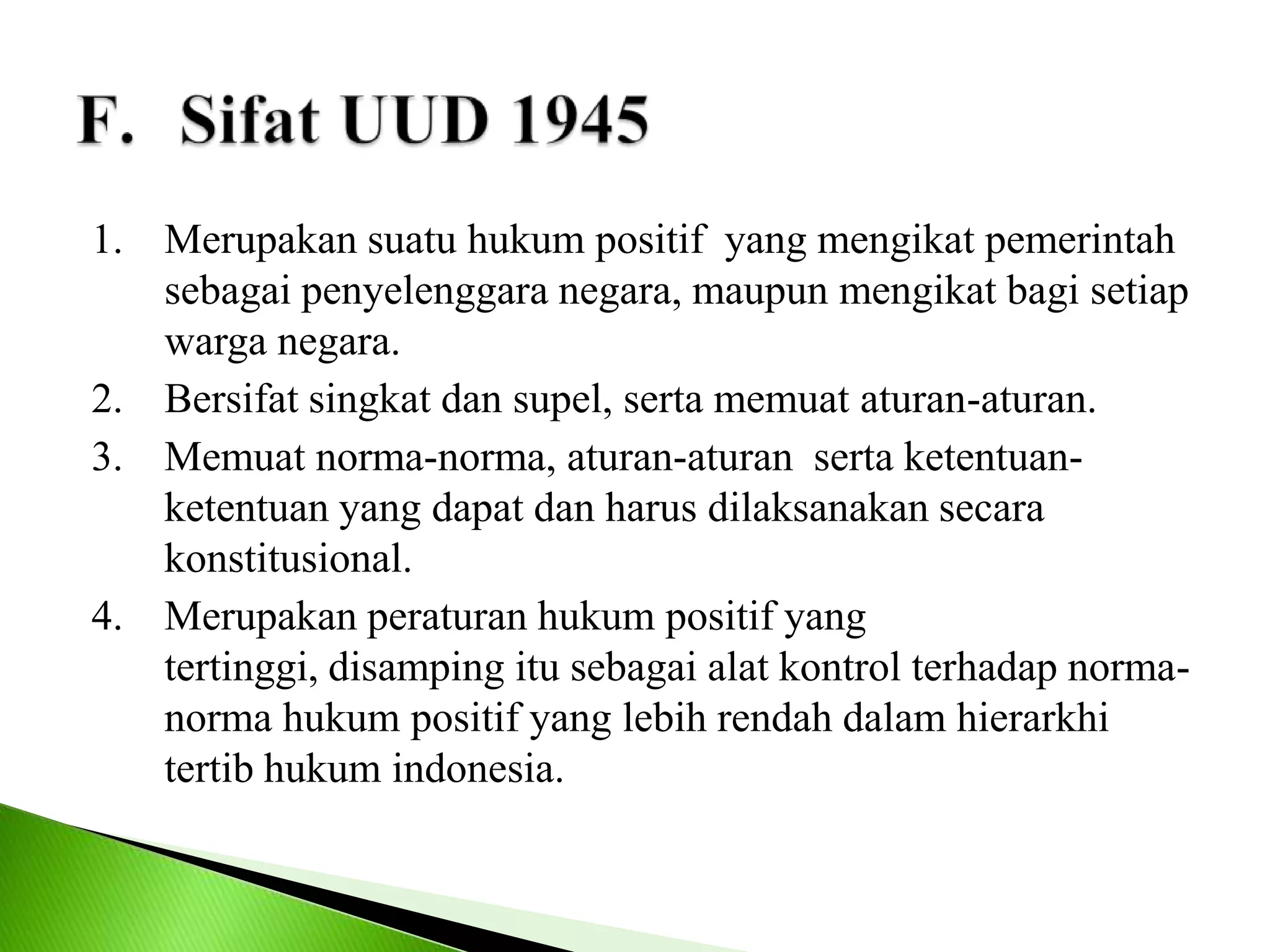 Kedudukan, fungsi, dan sifat uud'45 | PPTX