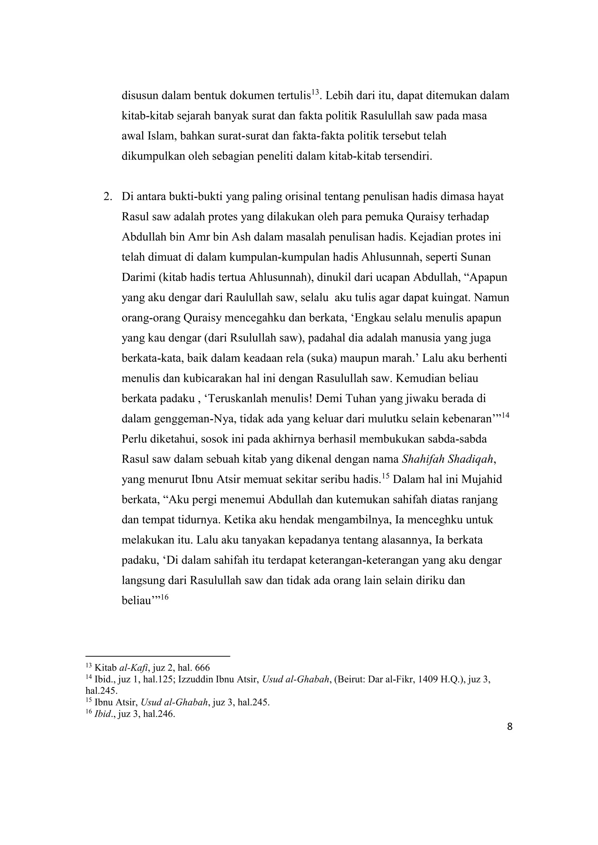 Kedudukan hadis dalam islam dan sejarah pembukuan | PDF