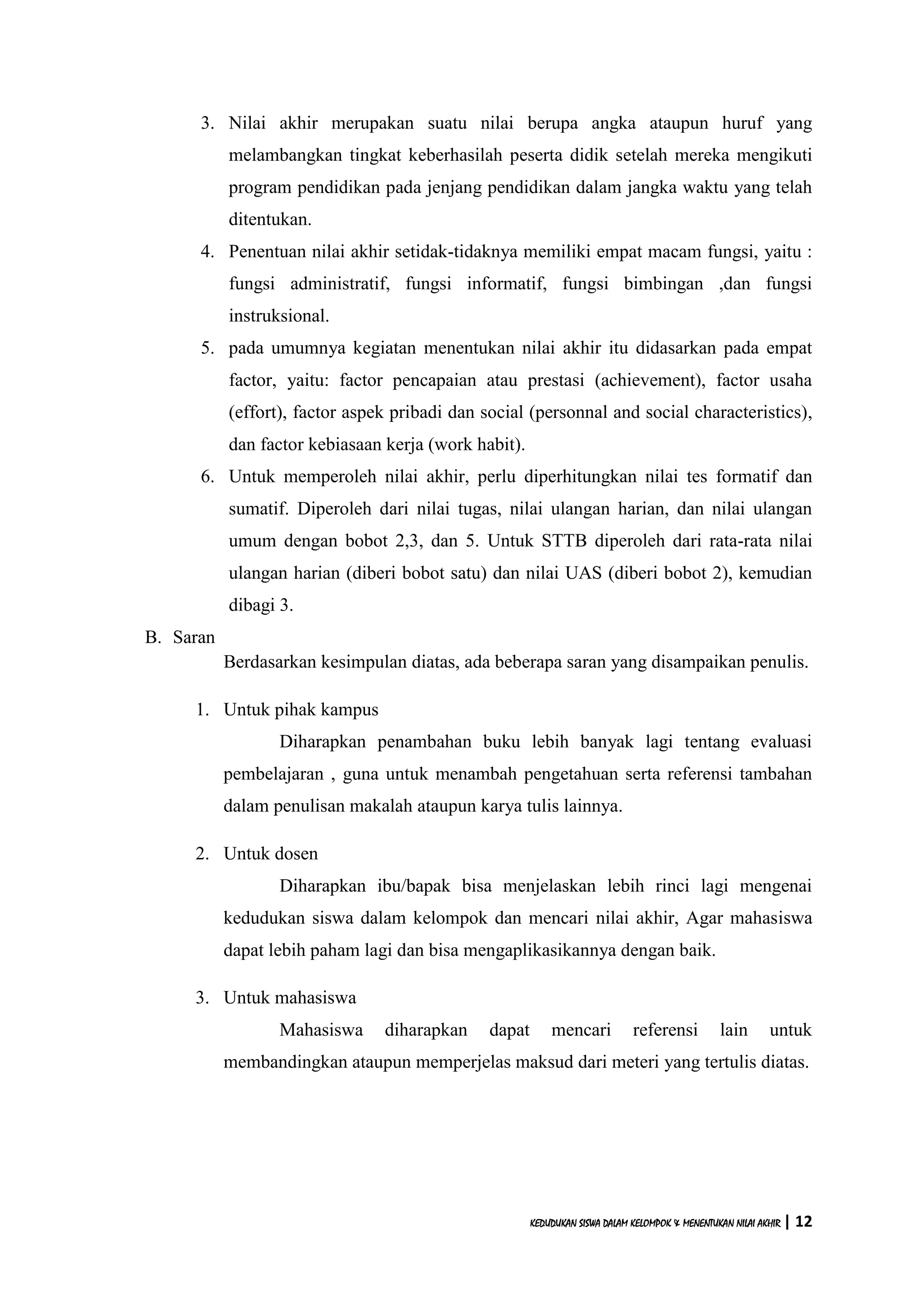 Kedudukan siswa dalam kelas & mencari nilai akhir | DOCX