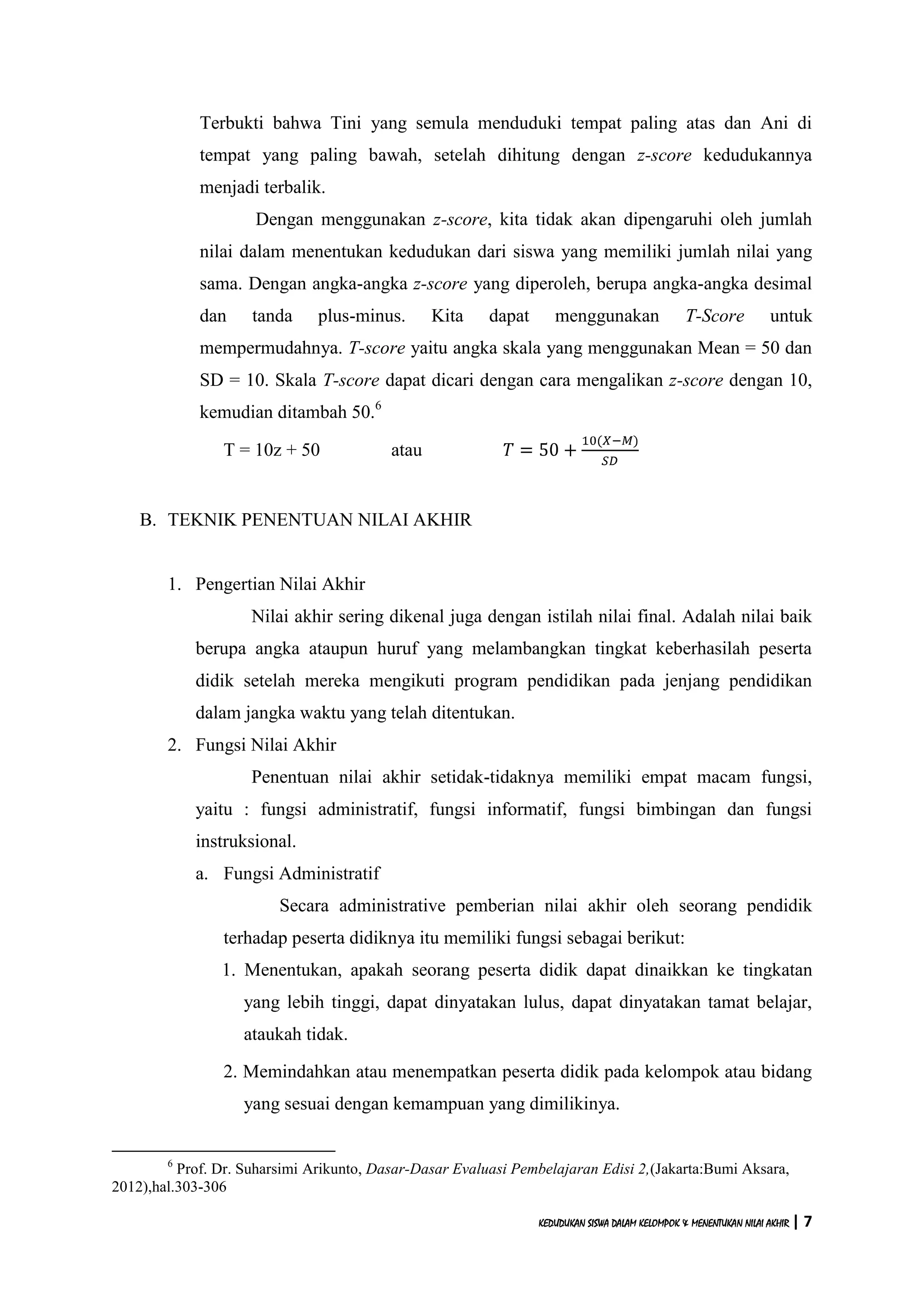 Kedudukan siswa dalam kelas & mencari nilai akhir | DOCX
