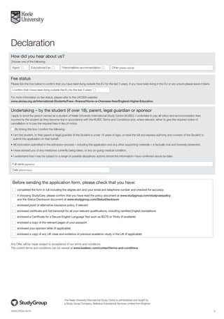 Keele University isc 2016 17 application form pega interactive | PDF