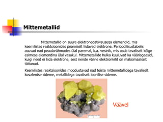 Keemilised Elemendid Metallid Ja Mittemetallid | PPT
