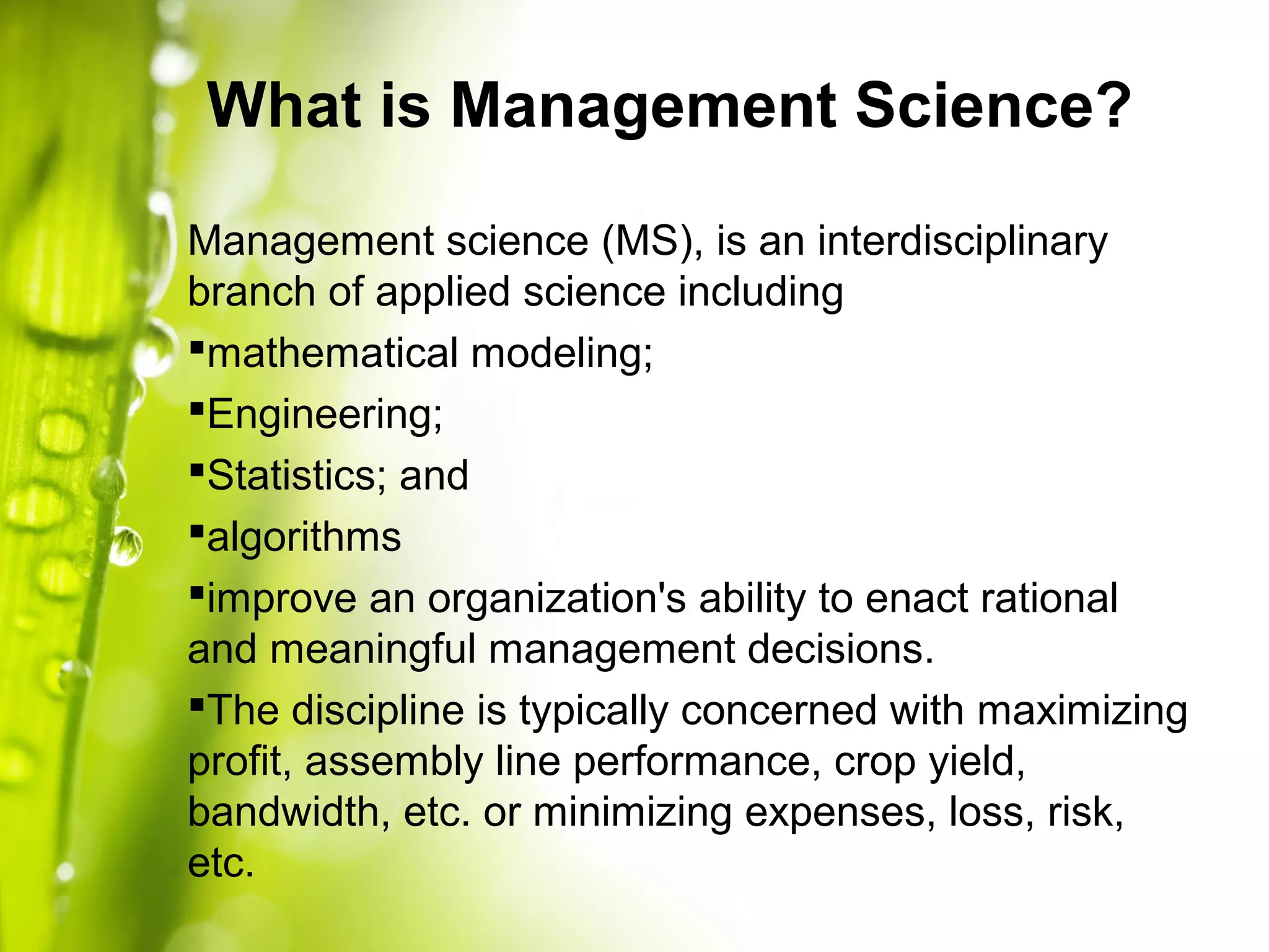 Management Science PPT | PPT