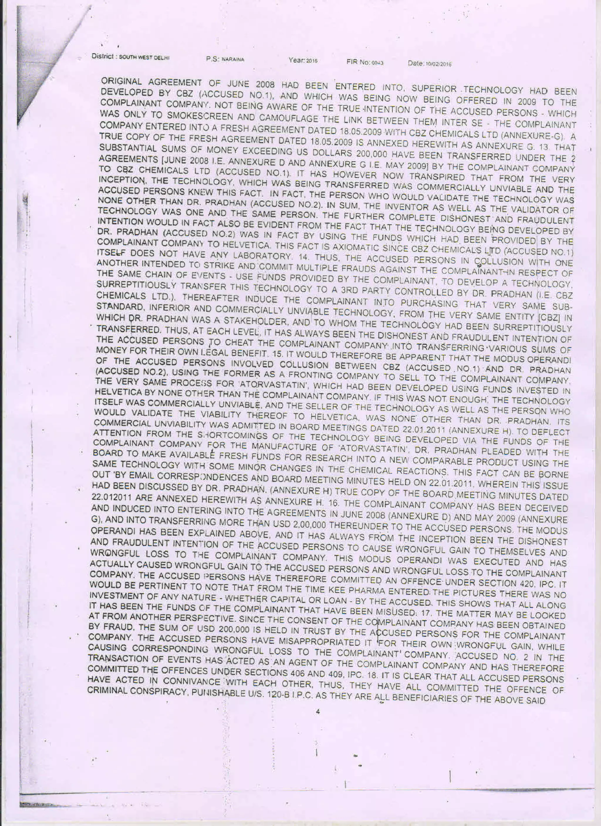 Kee Pharma Fir Against CBZ NARAINA P.S. | PDF