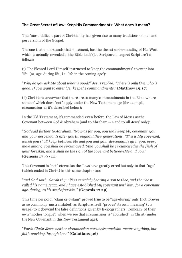 Keep His Commandments | DOCX | Christianity | Religion & Spirituality