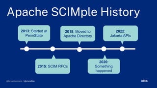 Keep Identities in Sync the SCIMple Way - ApacheCon NA 2022 | PDF
