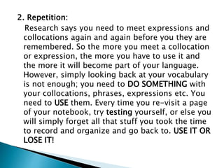 Keeping a vocabulary notebook | PPTX
