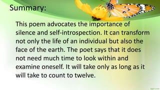 Keeping Quiet POEM | PPTX