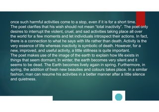 Keeping quiet_Summary.pdf | Poetry | Books and Literature