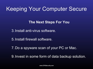 Keeping Your Computer Secure | PPT | Antivirus Software | Computer ...