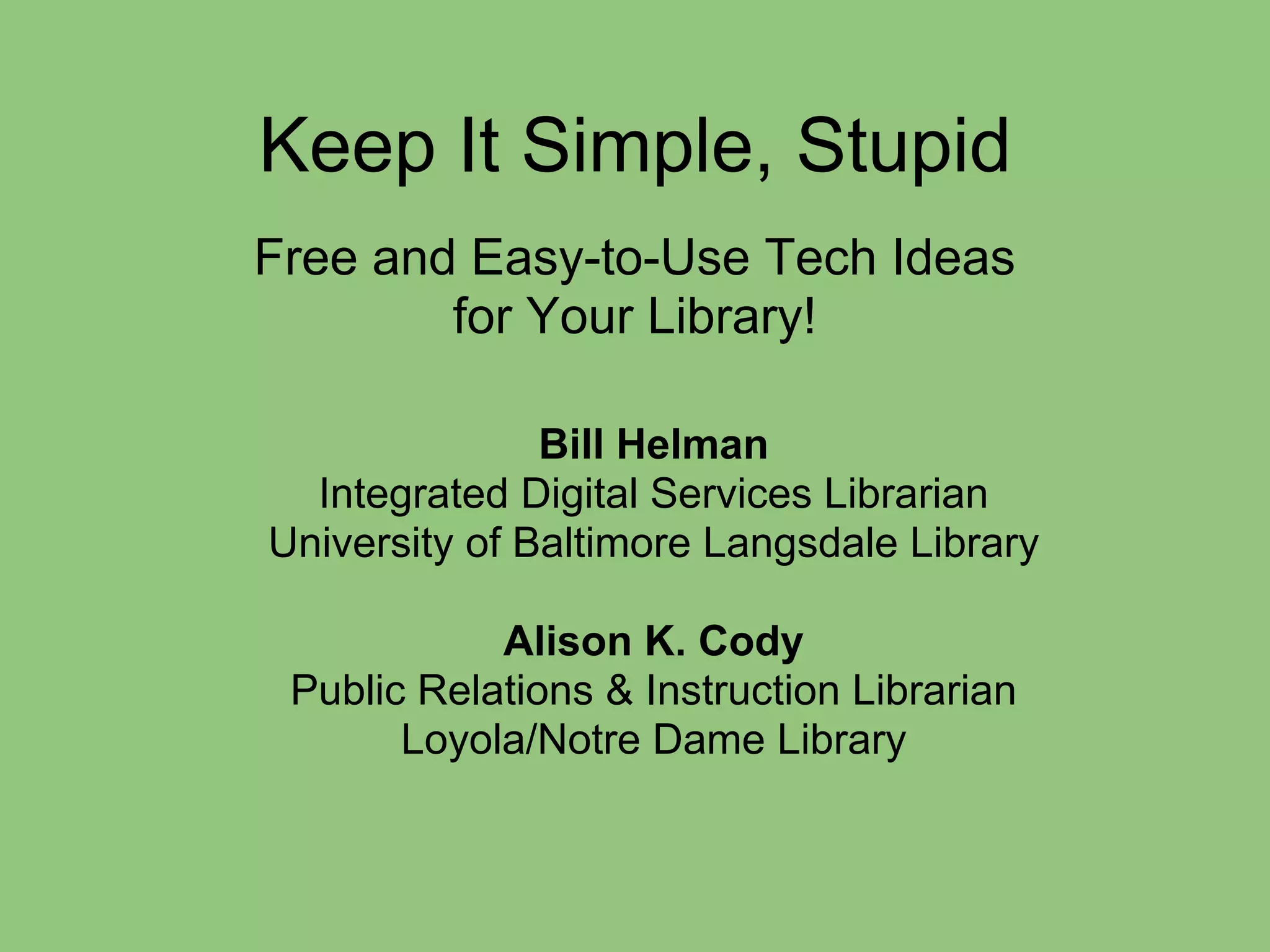 Keep it Simple Stupid | PDF