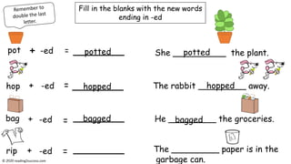 Teaching kids 3 basic spelling rules when adding word endings #-ed and ...