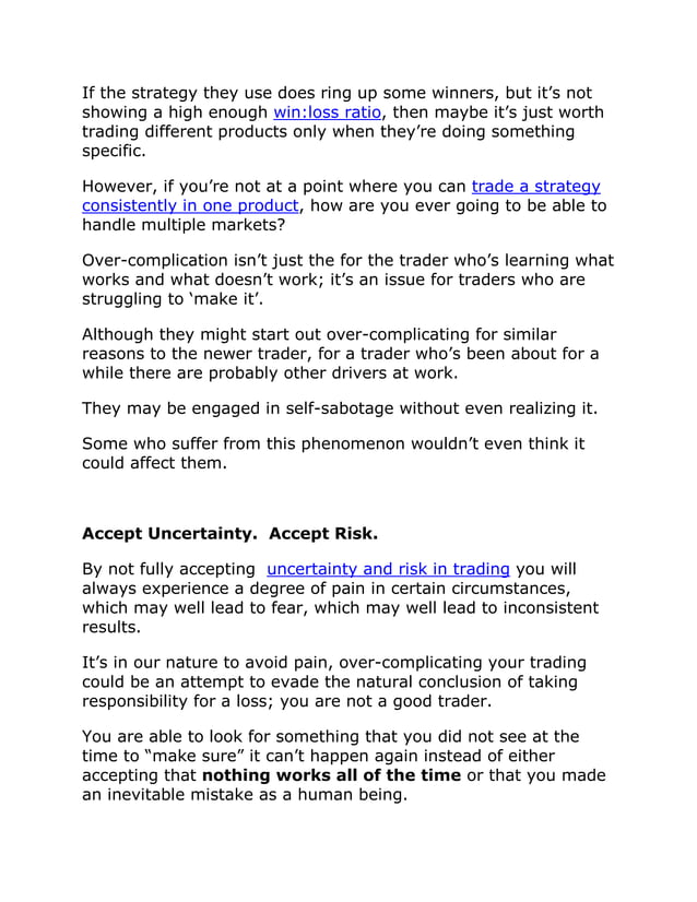 Keep Trading As Simple As Possible | PDF