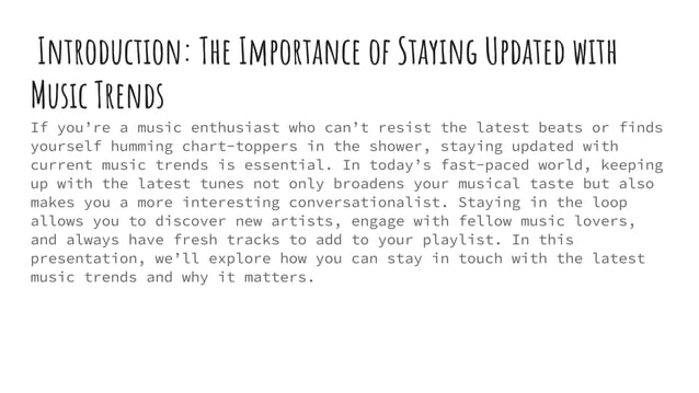 Keep Up With Current Music Trends - a PPT | PPT | Free Download
