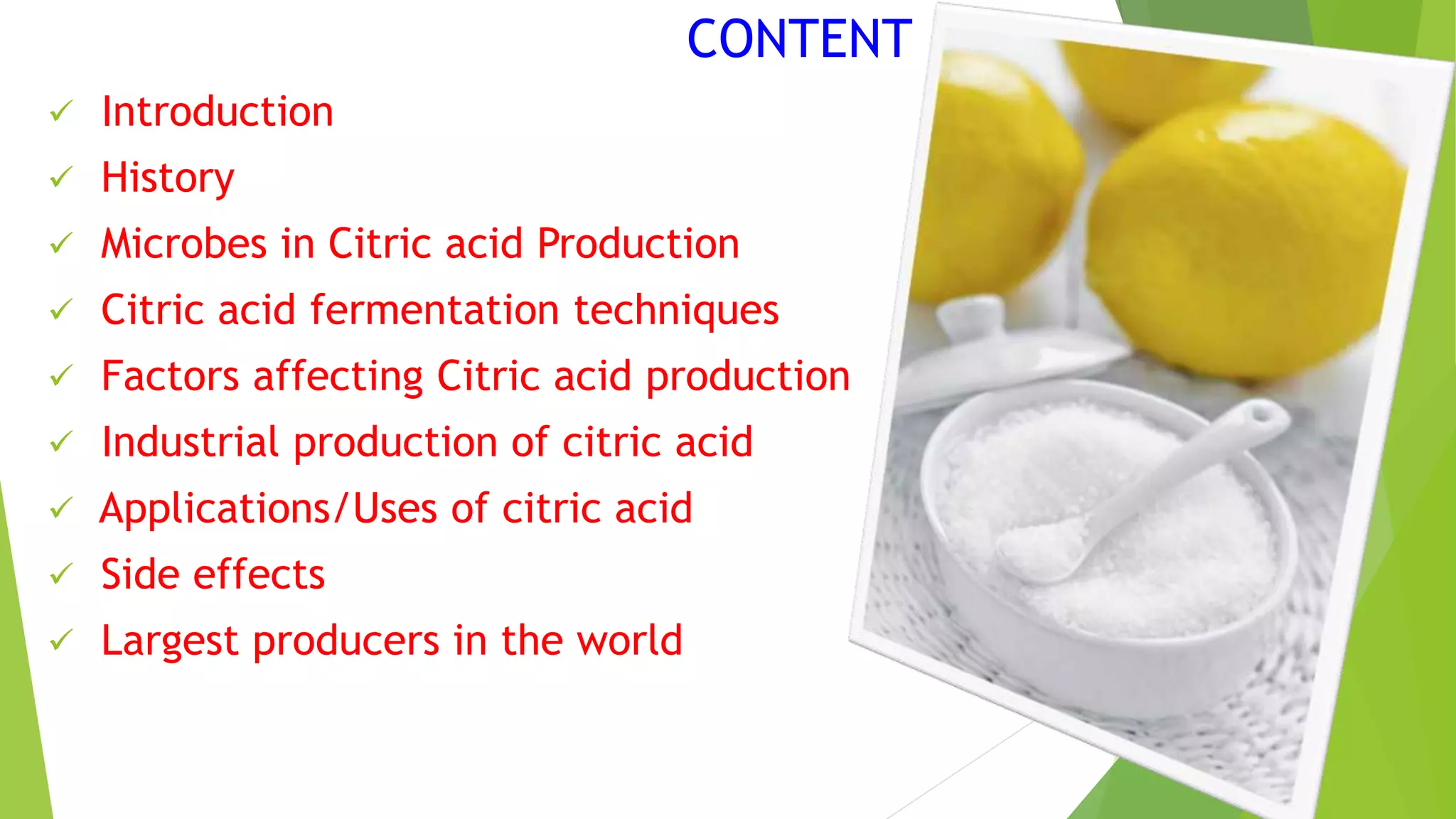 Citric Acid Production | PPTX