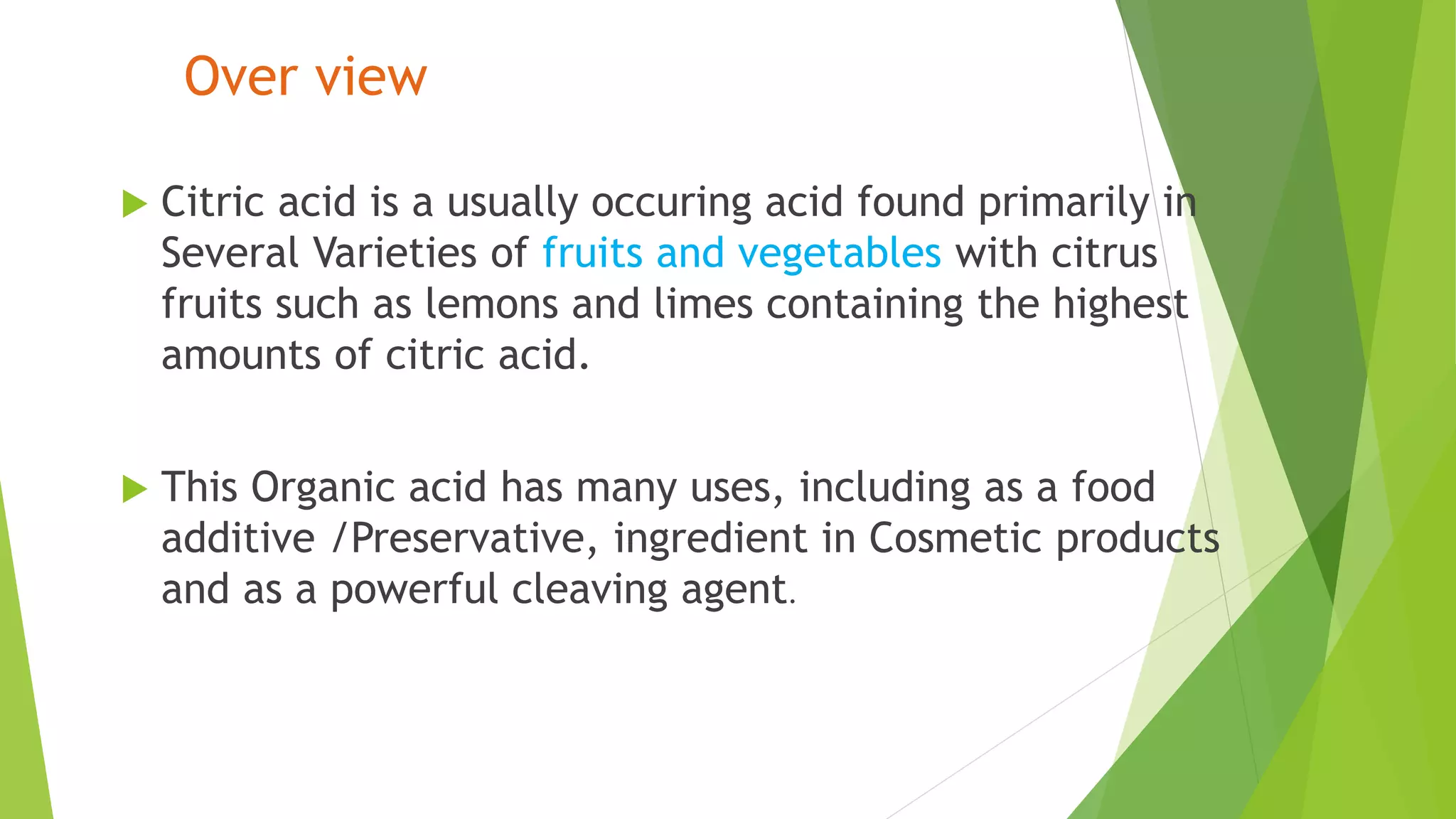 Citric Acid Production | PPTX