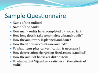 vijaya bank audit procedure | PPTX