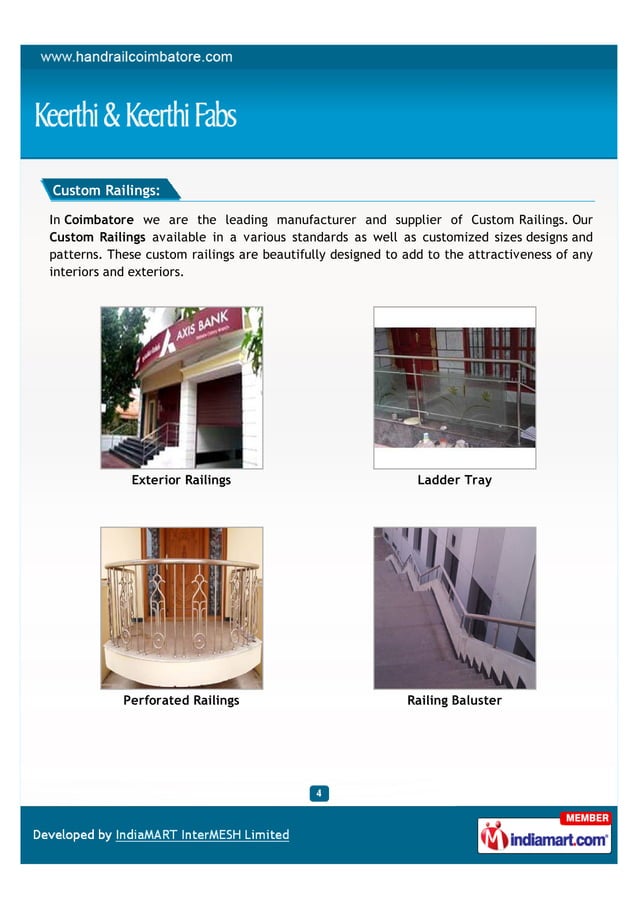 Keerthi & Keerthi Fabs, Coimbatore, Stainless Fabrication and Custom Railings | PDF