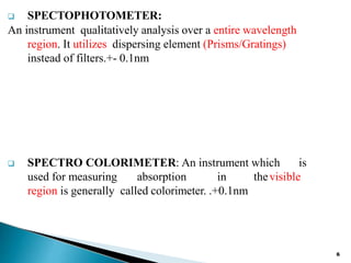 UV visible spectropy introduction and instrument | PPT