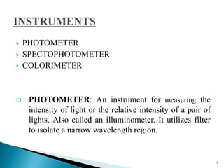 INSTRUMENTATION OF UV-VISIBLE SPECTROPHOTOMETRY | PPTX