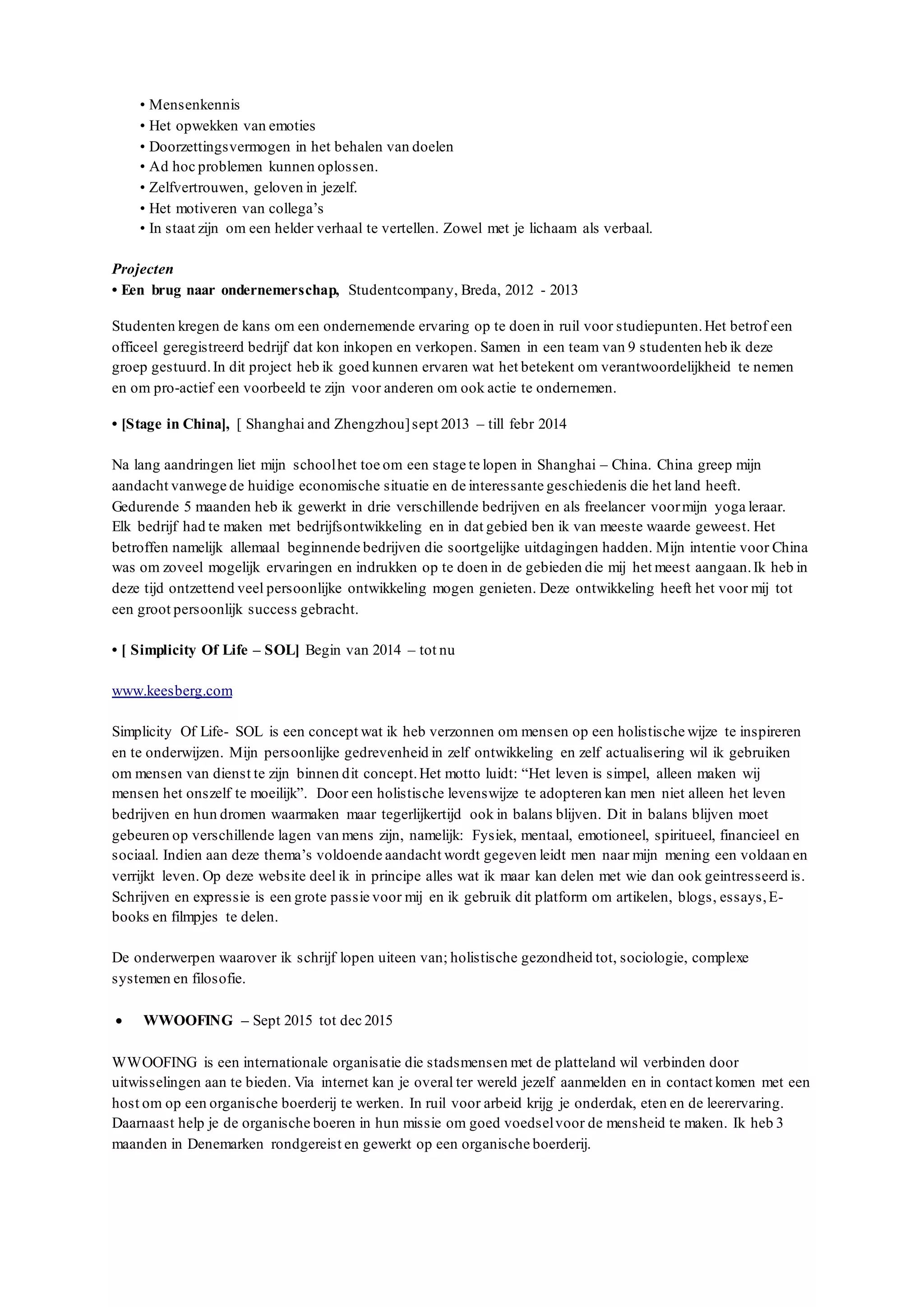 Kees berg nederlands en engels cv | DOCX