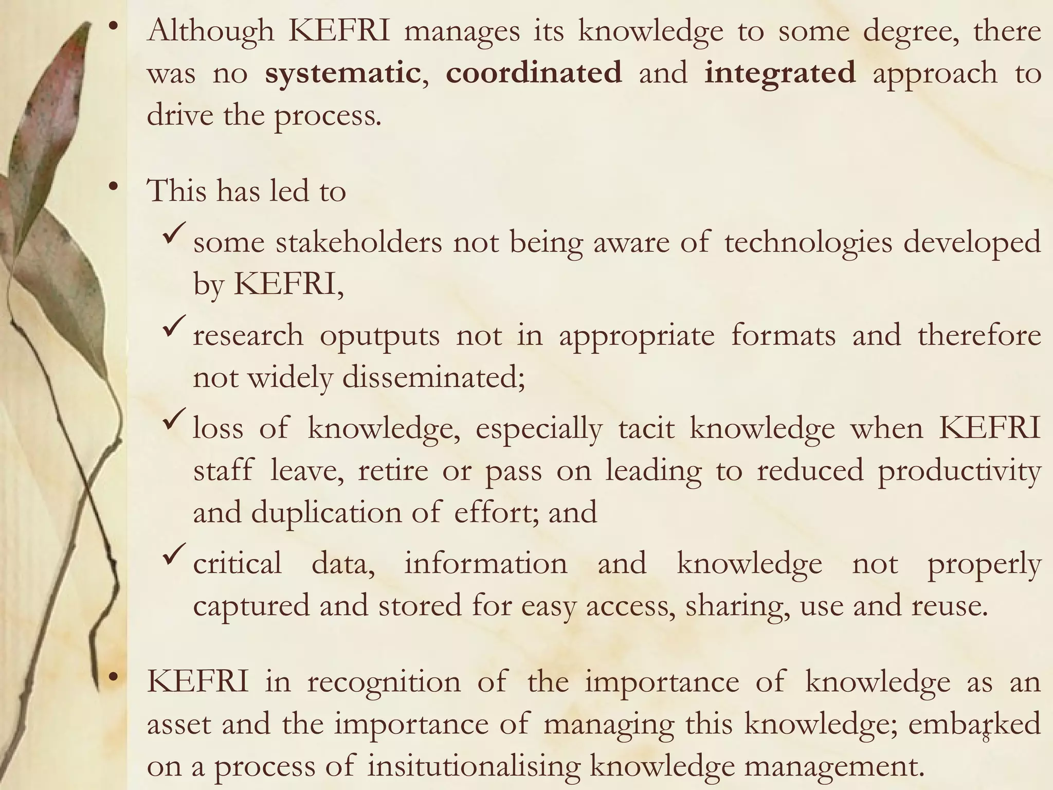 Knowledge Management at KEFRI | PPT