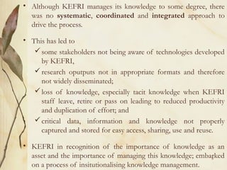 Knowledge Management at KEFRI | PPT