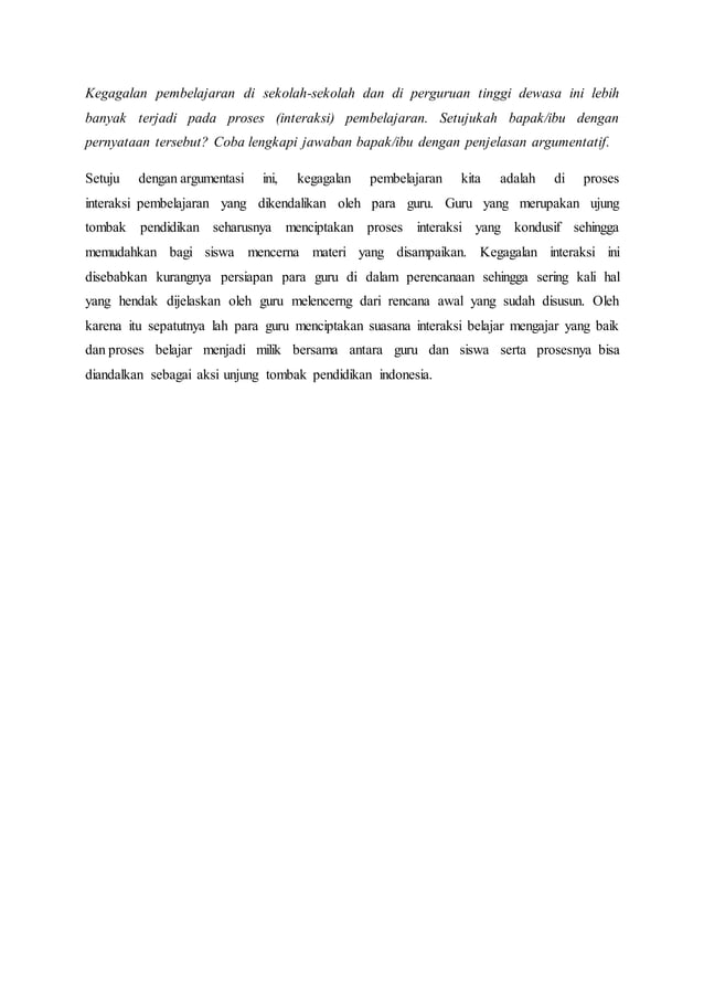 Kegagalan proses belajar interaksi (tauhid) | DOCX