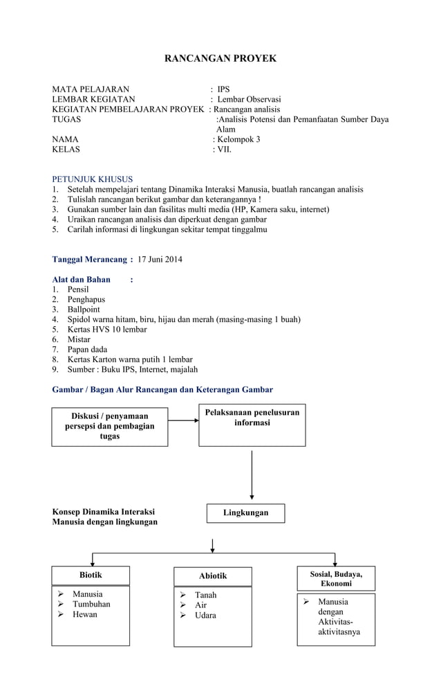 Kegiatan pembelajaran berbasis proyek 1 | DOCX