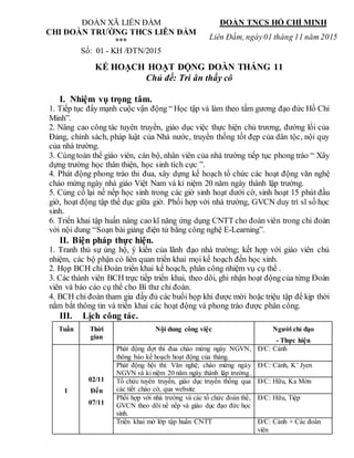 Ke hoach thang 11 | PDF