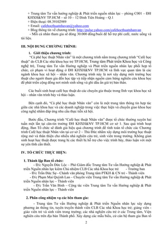 Ke hoach to chuc Chuong trinh Cafe Hoc thuat Nhan van | DOC