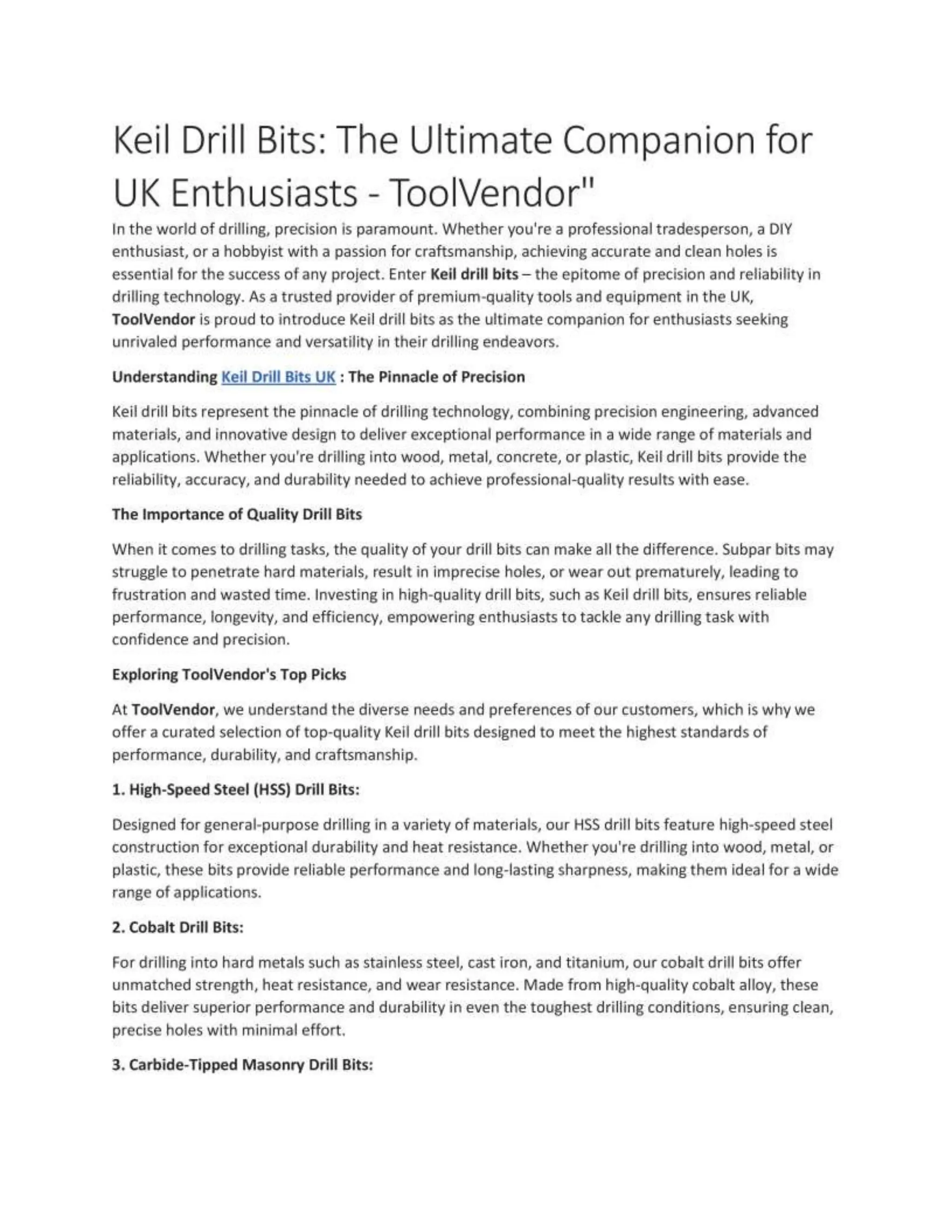 Keil Drill Bits.ppt ToolsVendor UK...... | PDF