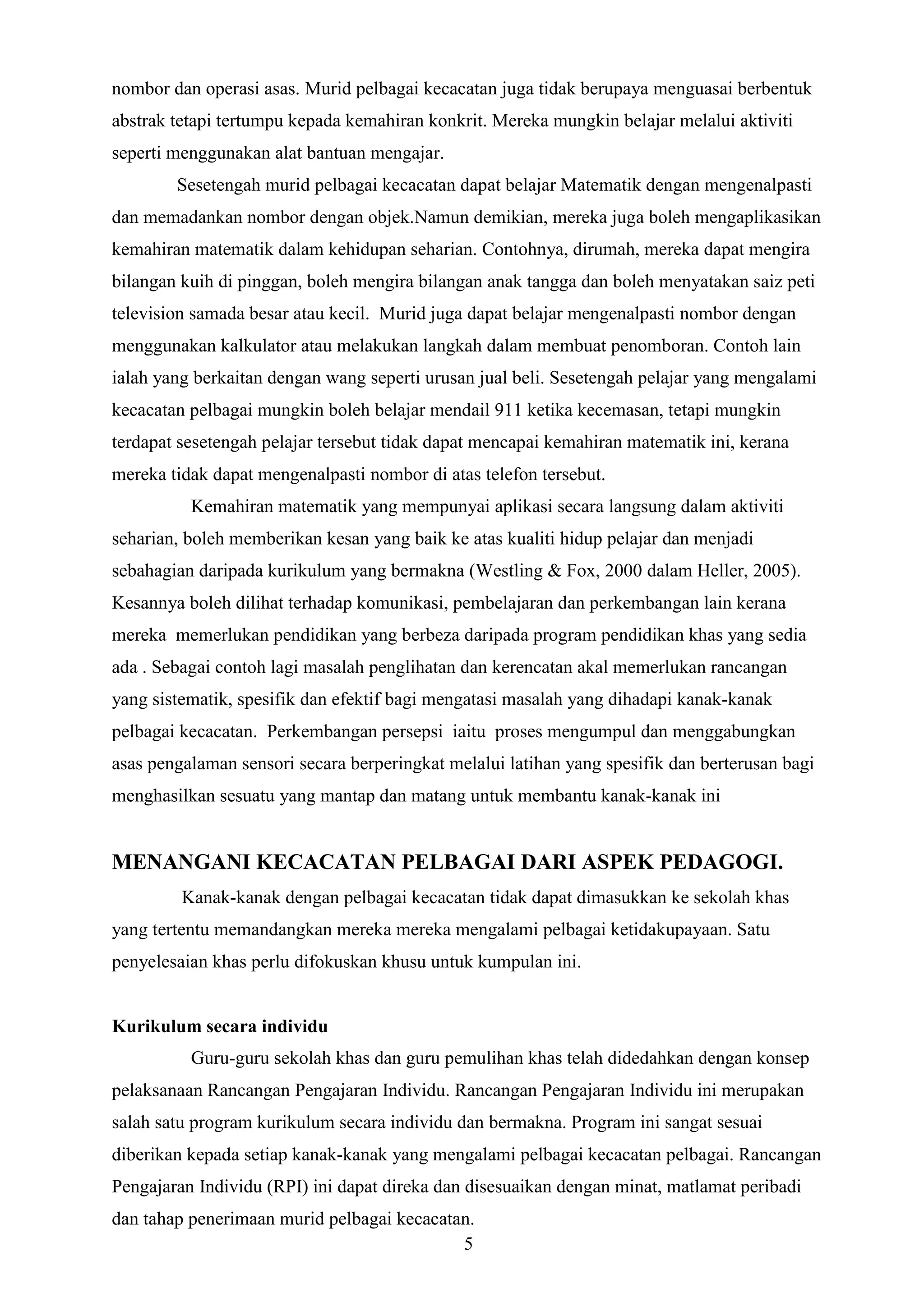 Nota Kuliah - Kanak-kanak Kecacatan Pelbagai | DOCX