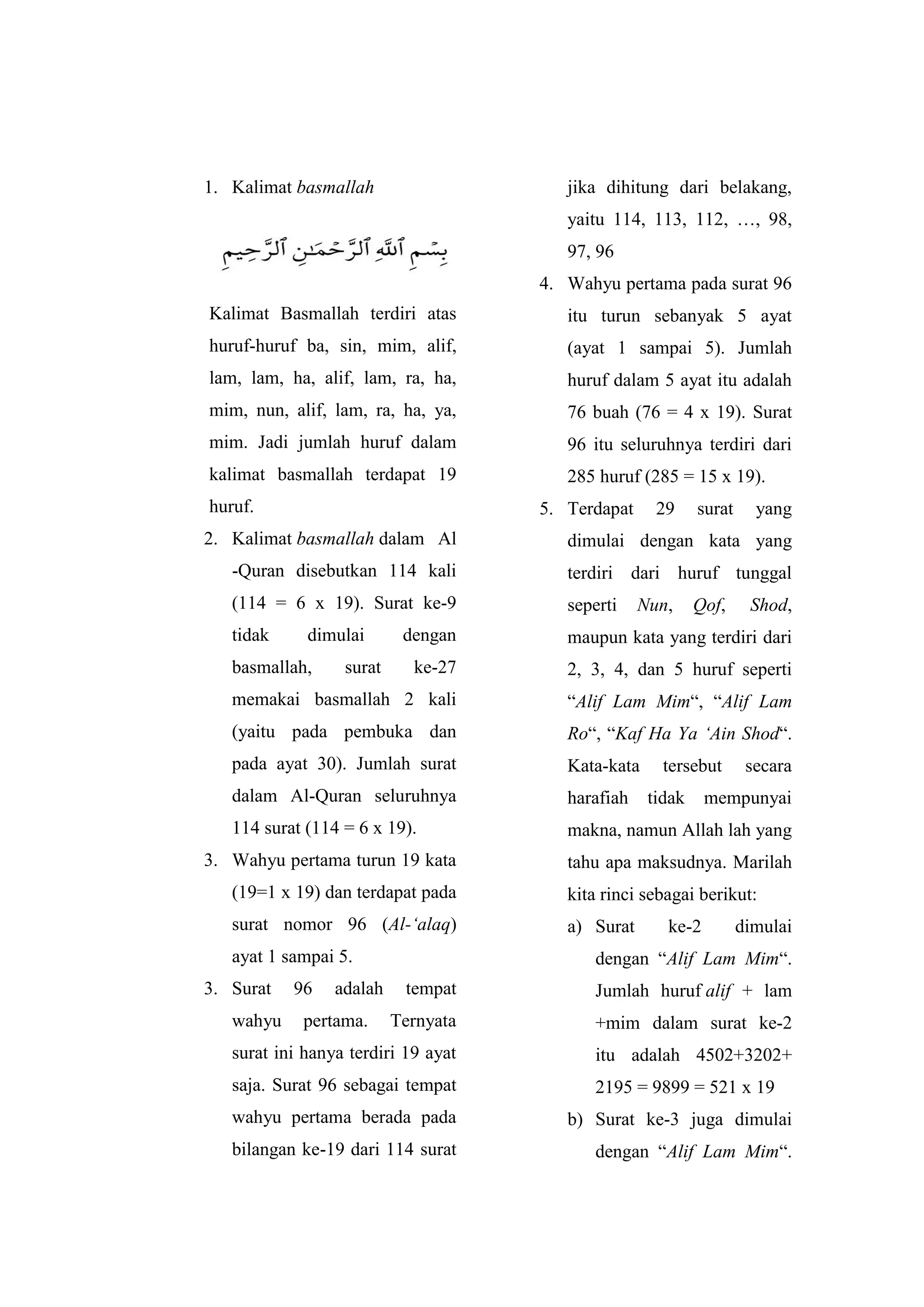 Keistimewaan angka 19 dalam al-quran | PDF