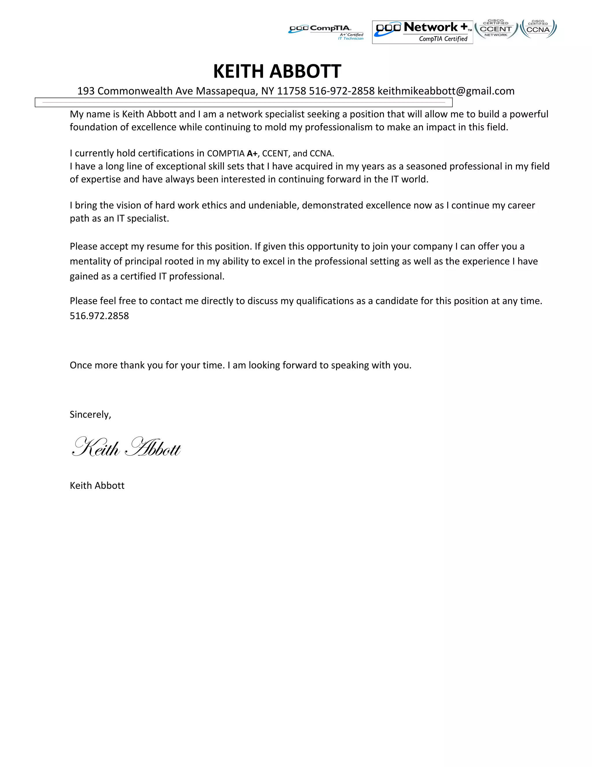 Keith Abbot Resume Final word | DOC