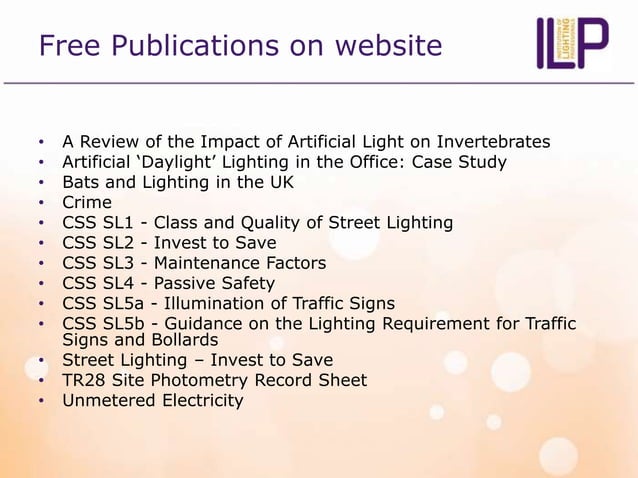 PLS 2014: ILP Professional Lighting Guides | PPTX | Technology & Computing
