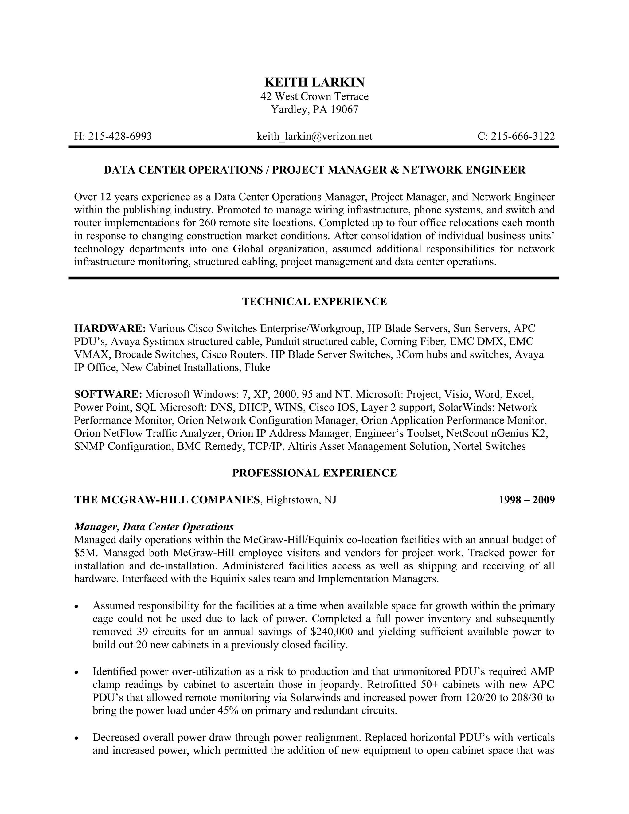 Keith Larkin Resume | DOC