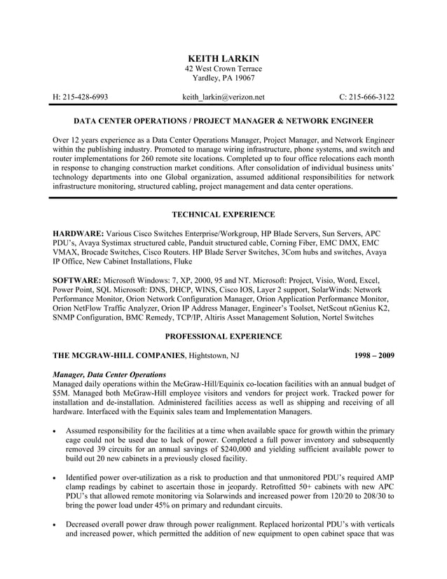 Keith Larkin Resume | DOC