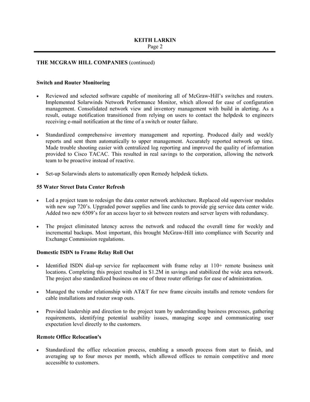 Keith Larkin Resume | DOC