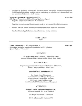 Keith Larkin Resume | DOC