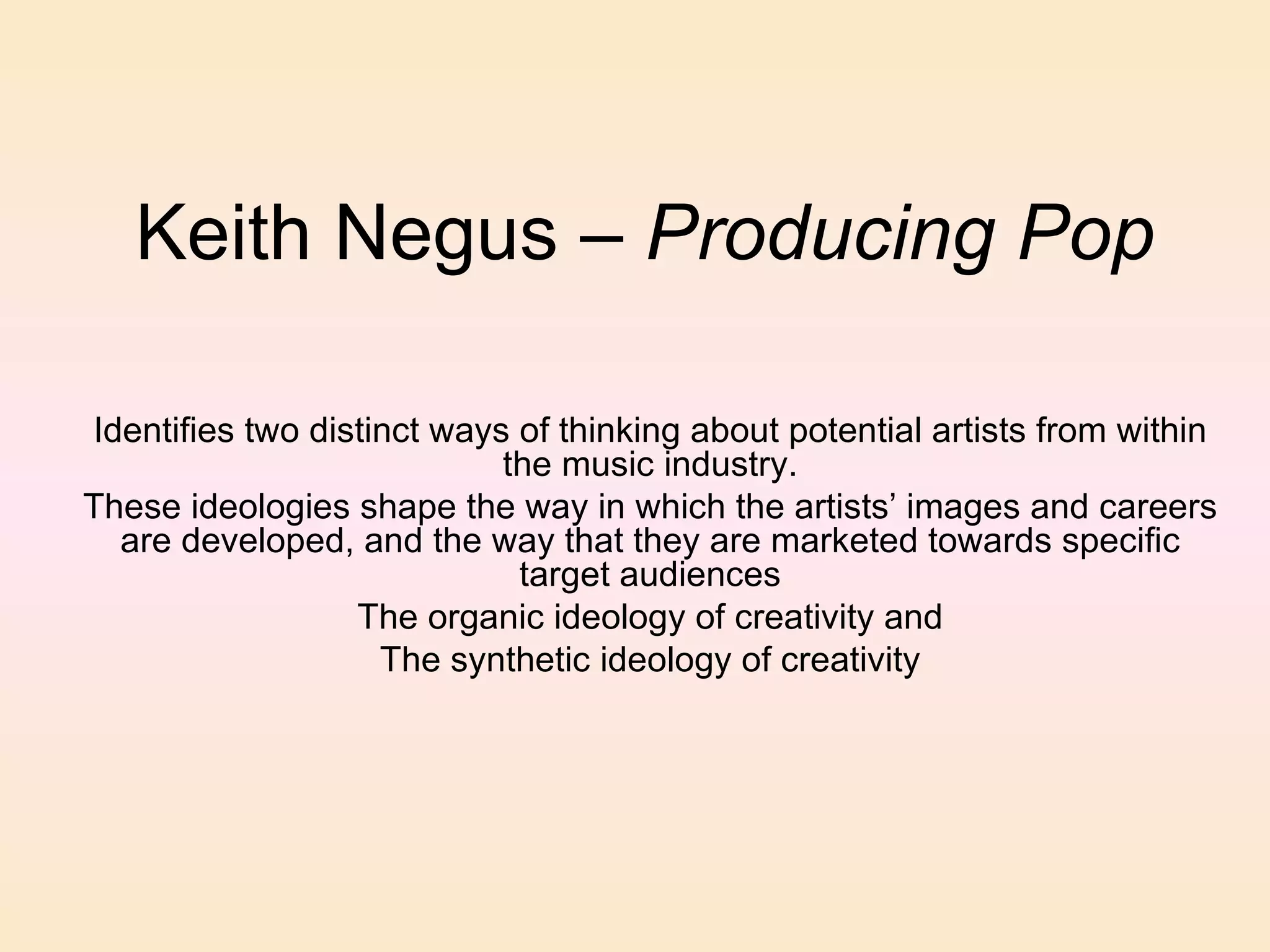 Keith negus – producing pop | PPT