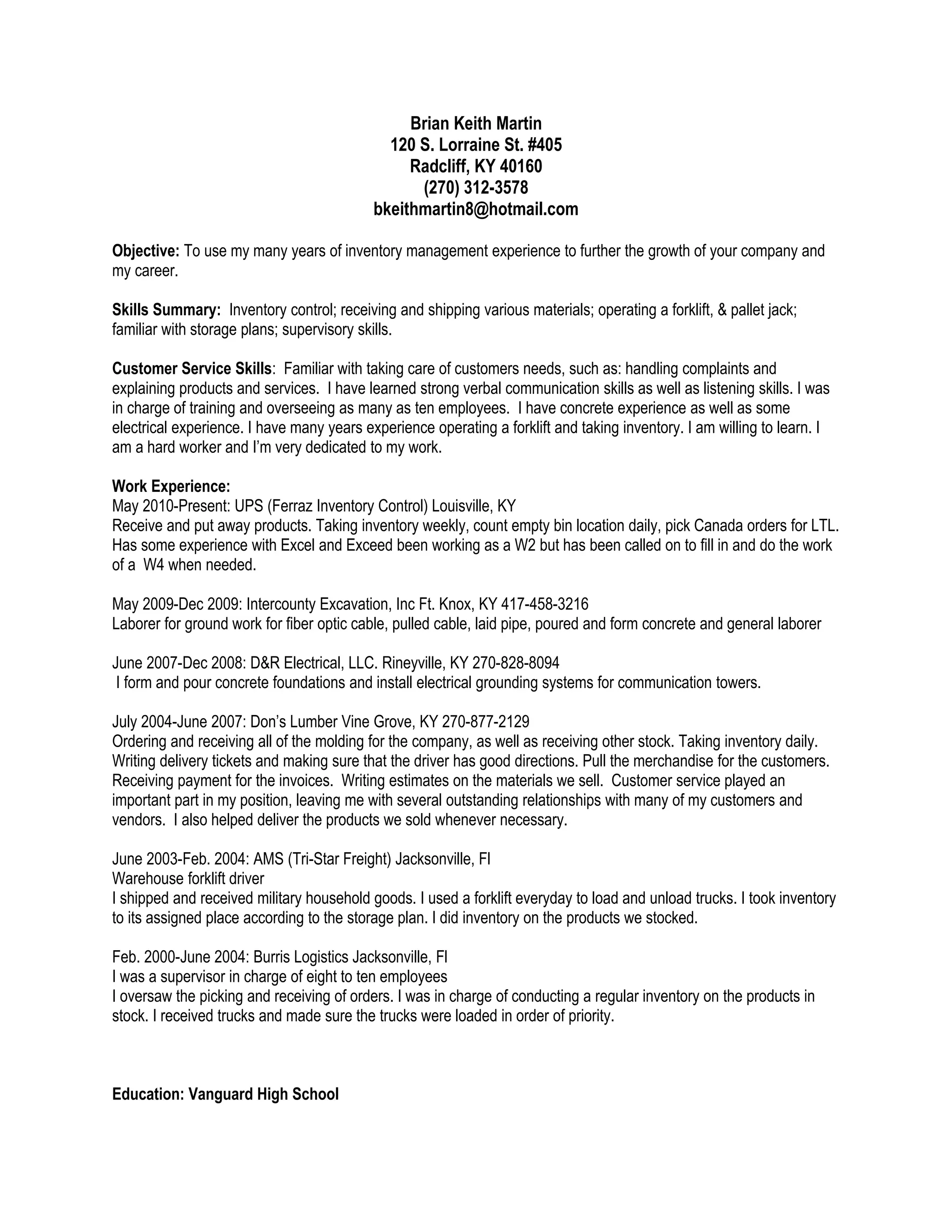 Keith's resume | DOC