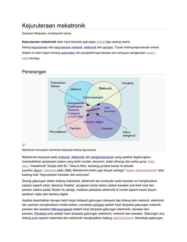 Kejuruteraan mekatronik wikipedia | PDF